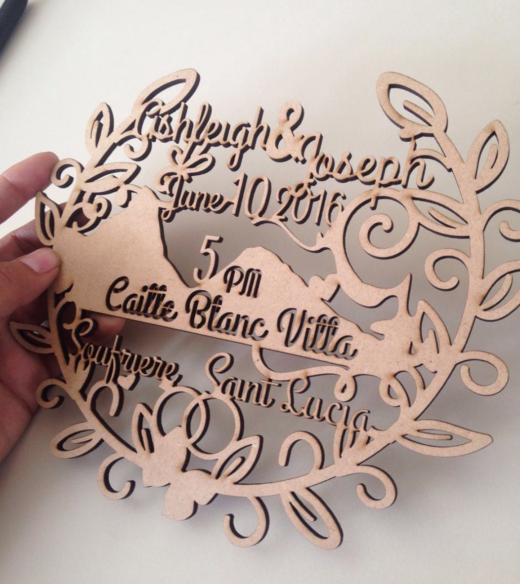 Personalized Wood Laser Cut Invitation - Etsy