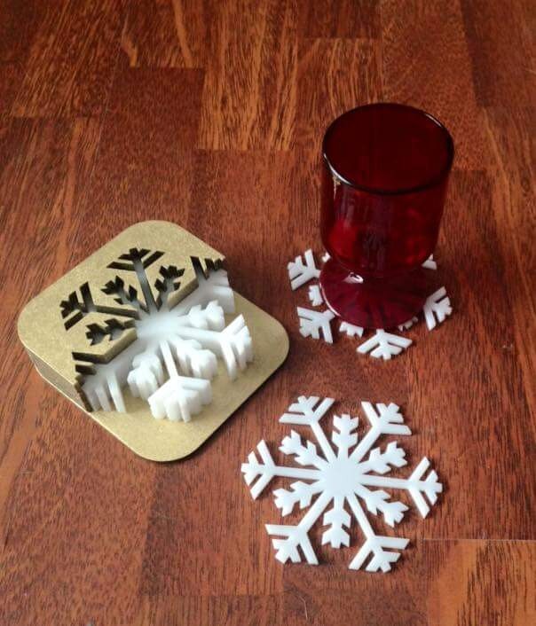 Christmas Coasters, Snowflakes Coasters, White Coasters, Hostess Gift ...