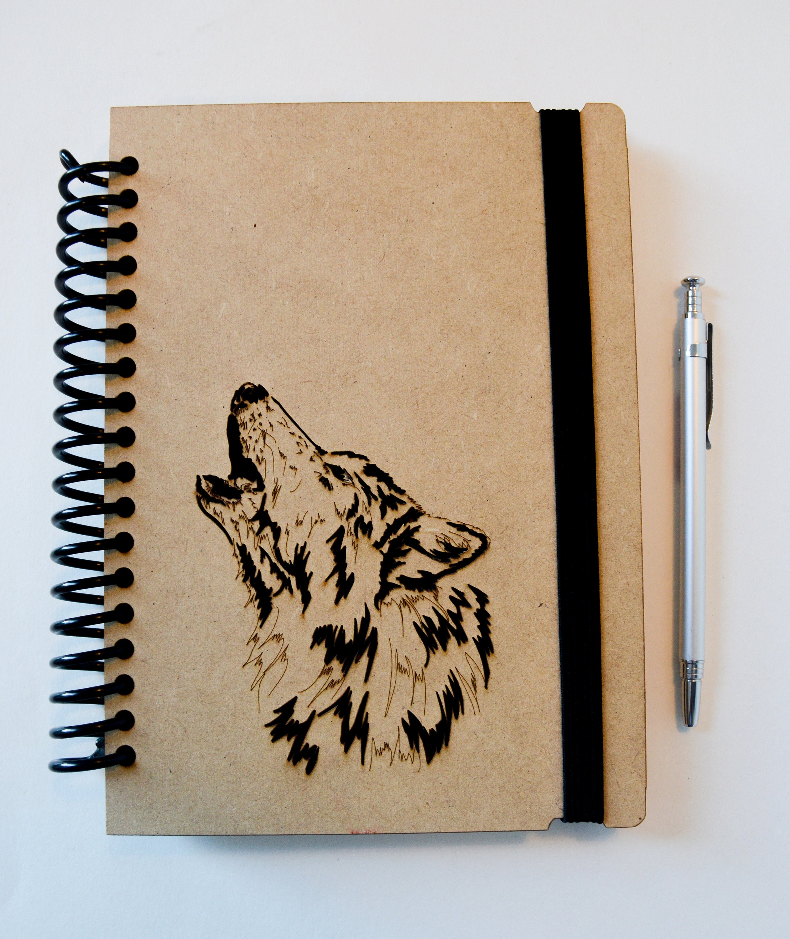 Wolf Notebook, Laser Cut Wolf Journal, Sketchbook, Writing Journal ...