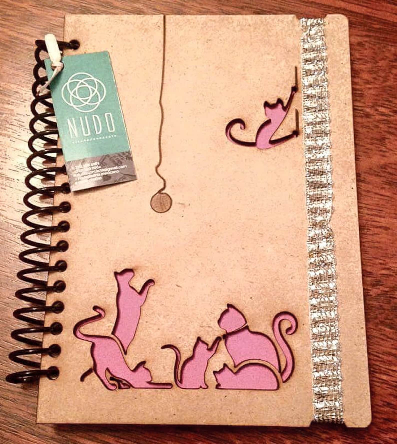 Cat Journal Wood Journal Cat Lovers Diary Notebook Writing New Laser ...