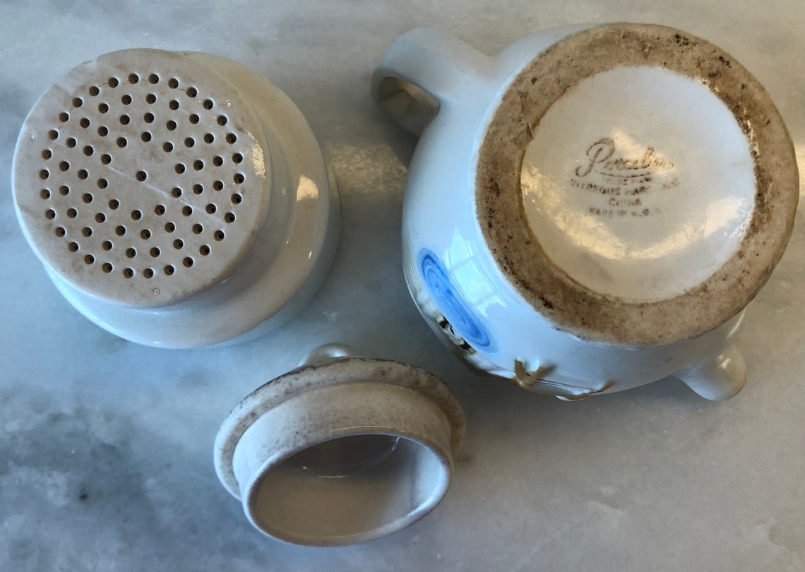 Porcelier Colonial Spinning Wheel&heart Vitreous Teapot Percolator - Etsy