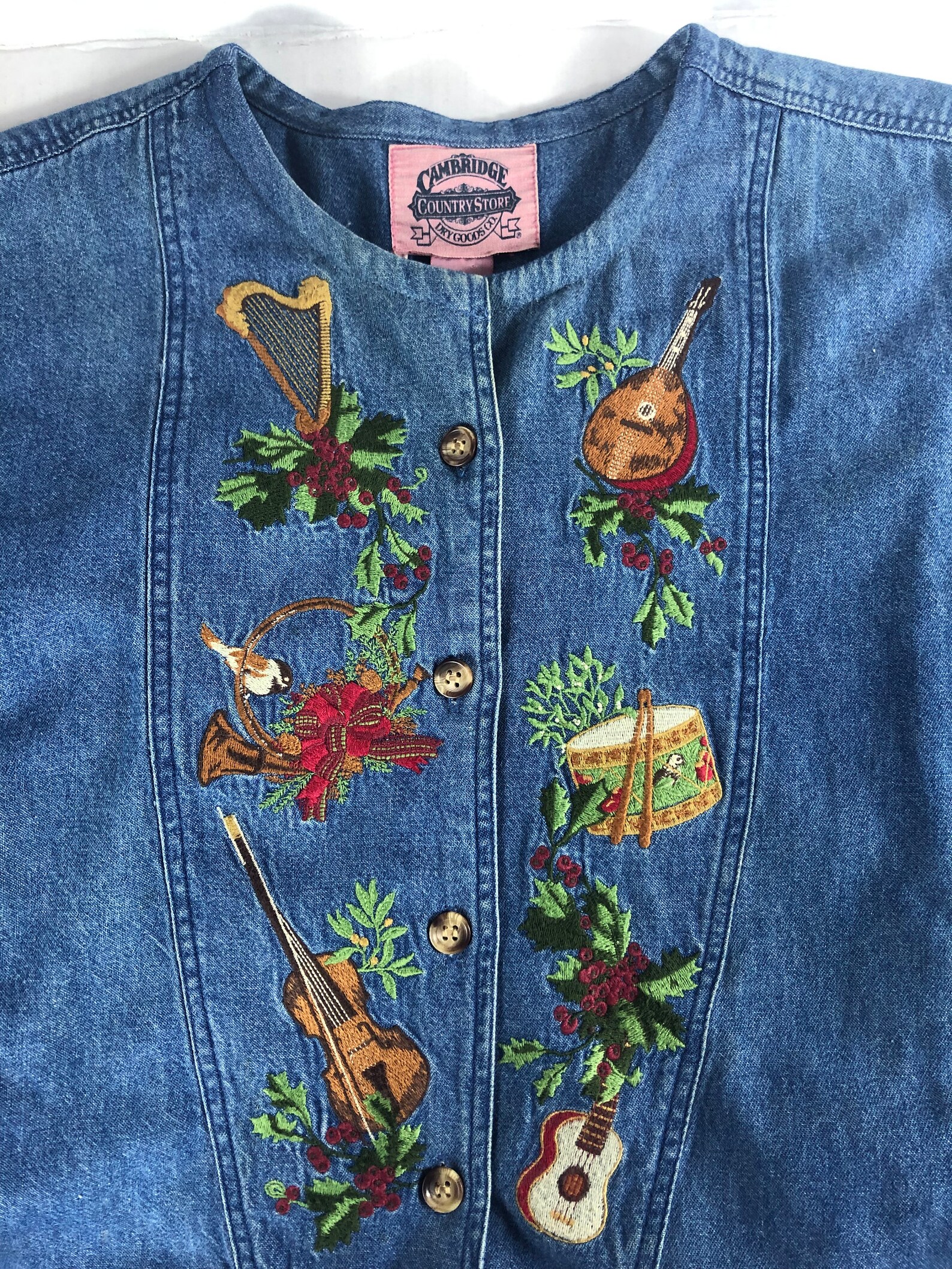 Cambridge Country Store 100% Cotton Denim Tunic/holiday/musical ...