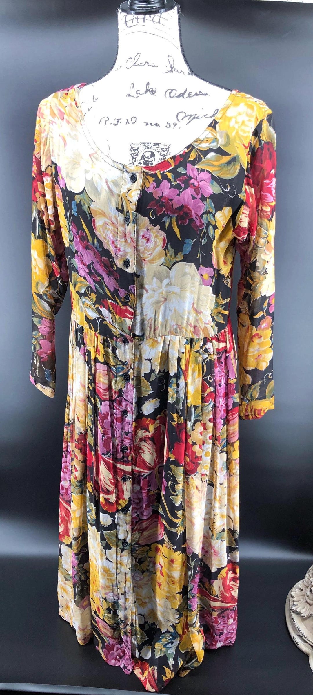 Vtg Bila of Los Angeles Floral Multicolor Boho Rayon Dress Sz M - Etsy