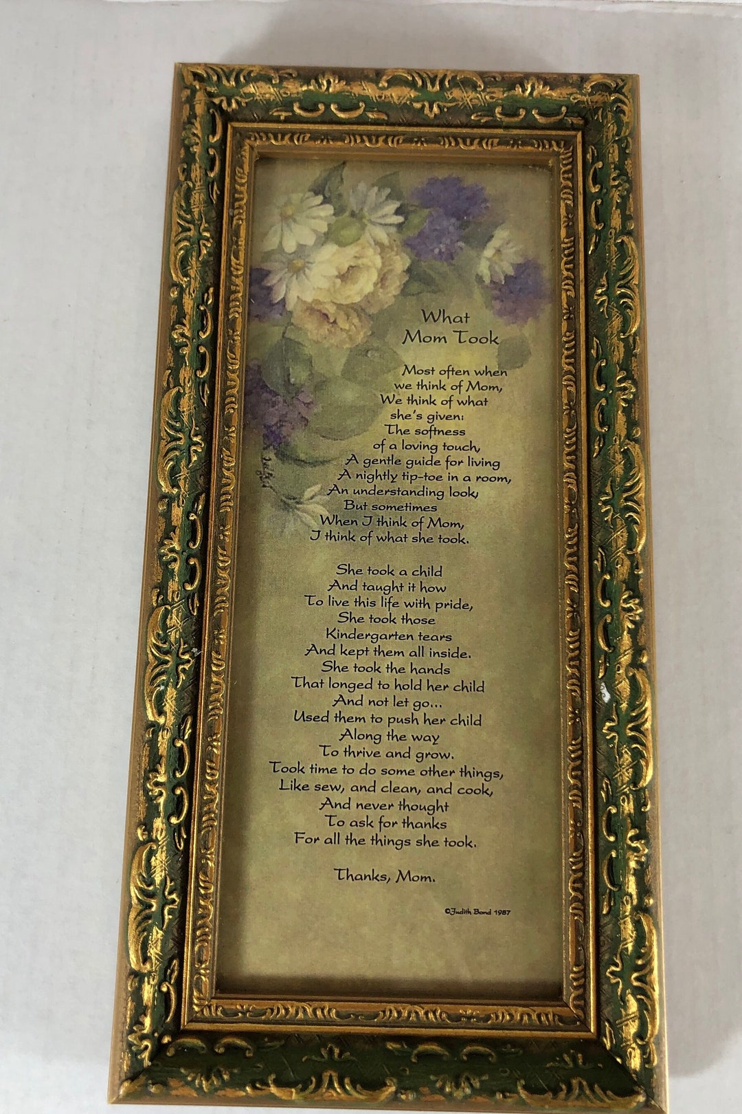 What Mom Took Judith Bond 1987 Framed Poem 6 X 12 - Etsy