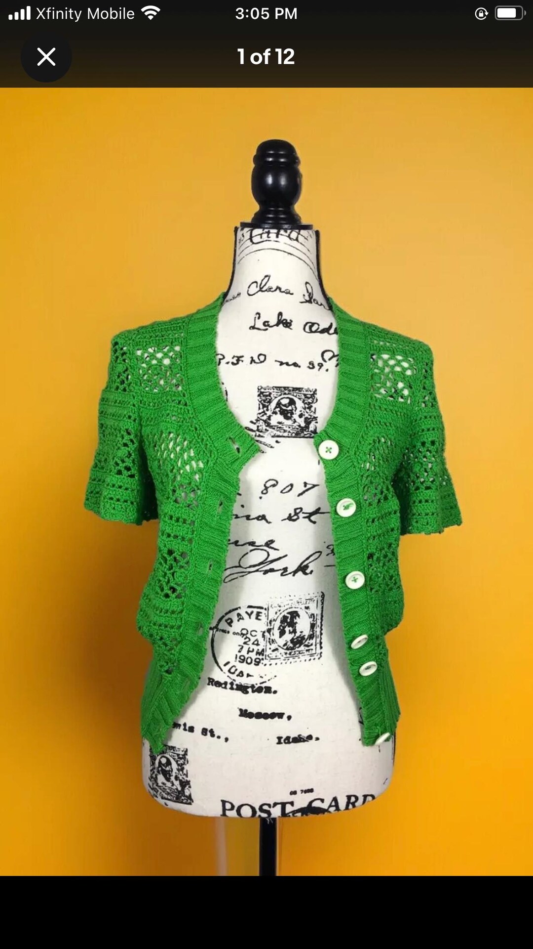 Vtg Marisa Christina Green Button Cardigan Hand Loomed Made by Hand Sz ...