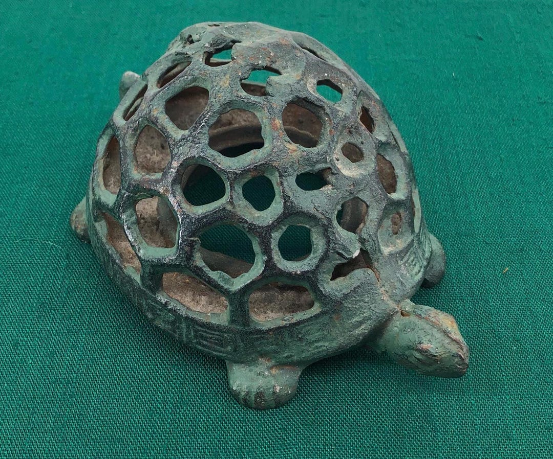 Vtg Cast Iron Tortoise Tea Light/string Holder/garden Lantern - Etsy