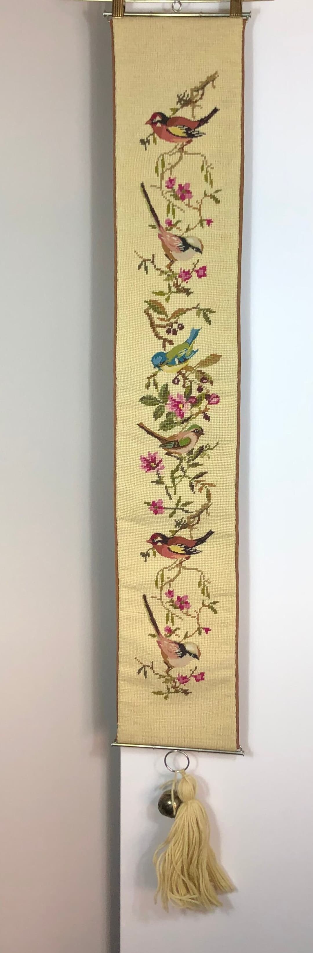 Victorian Embroidered Bell Pull/birds/floral 54” - Etsy