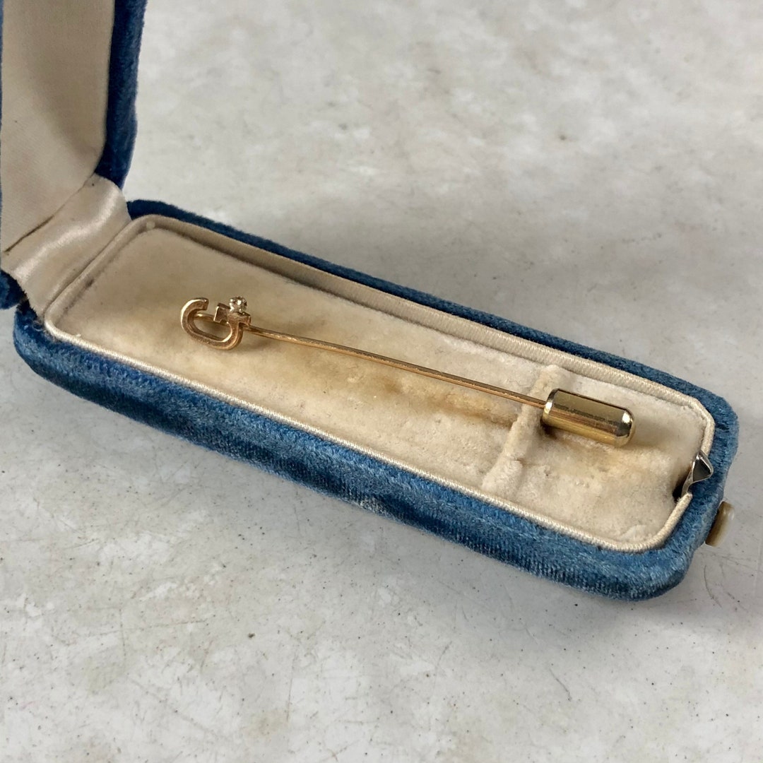 Estate Initial G Stick Pin 10k Yellow Gold Diamond Pin - Etsy