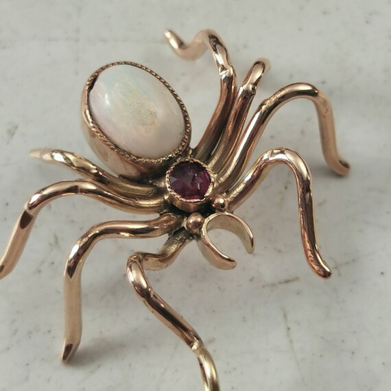 Antique Conversion 9ct Yellow Gold Spider Pendant - V… - Gem