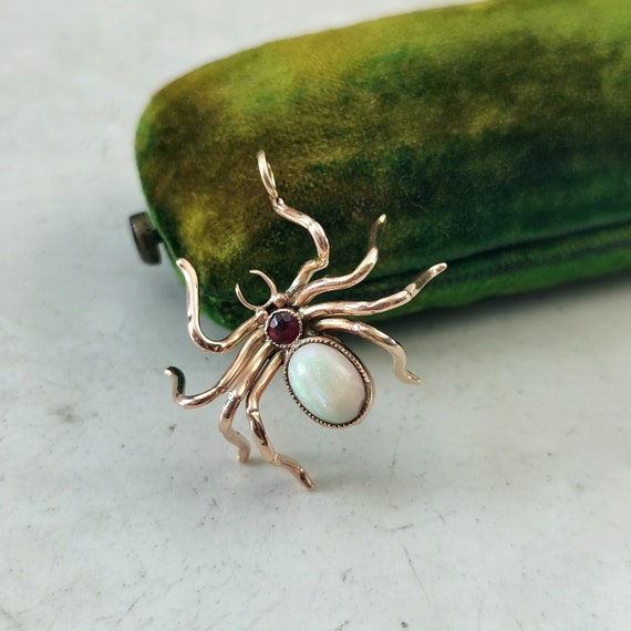 Antique Conversion Large 9ct Yellow Gold Spider Penda… - Gem