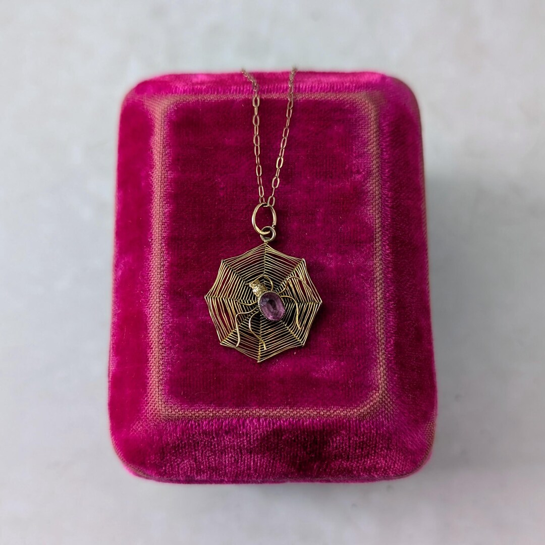 Victorian 9ct Yellow Gold Spider Web Charm - Spider on Woven Web ...