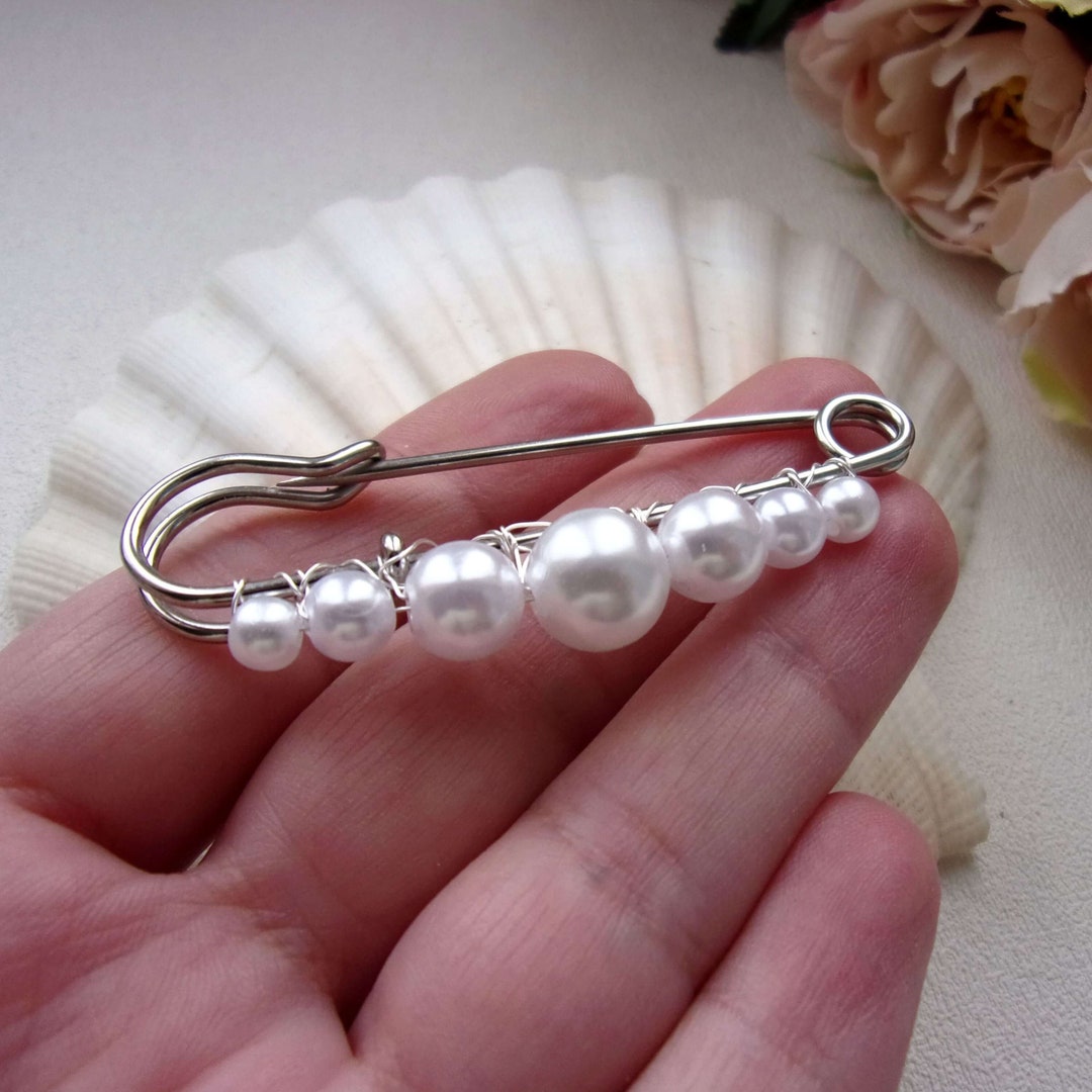 Pearl Wedding Train Pin, Pearl Train Brooch, Bridal Dress Train Clip ...