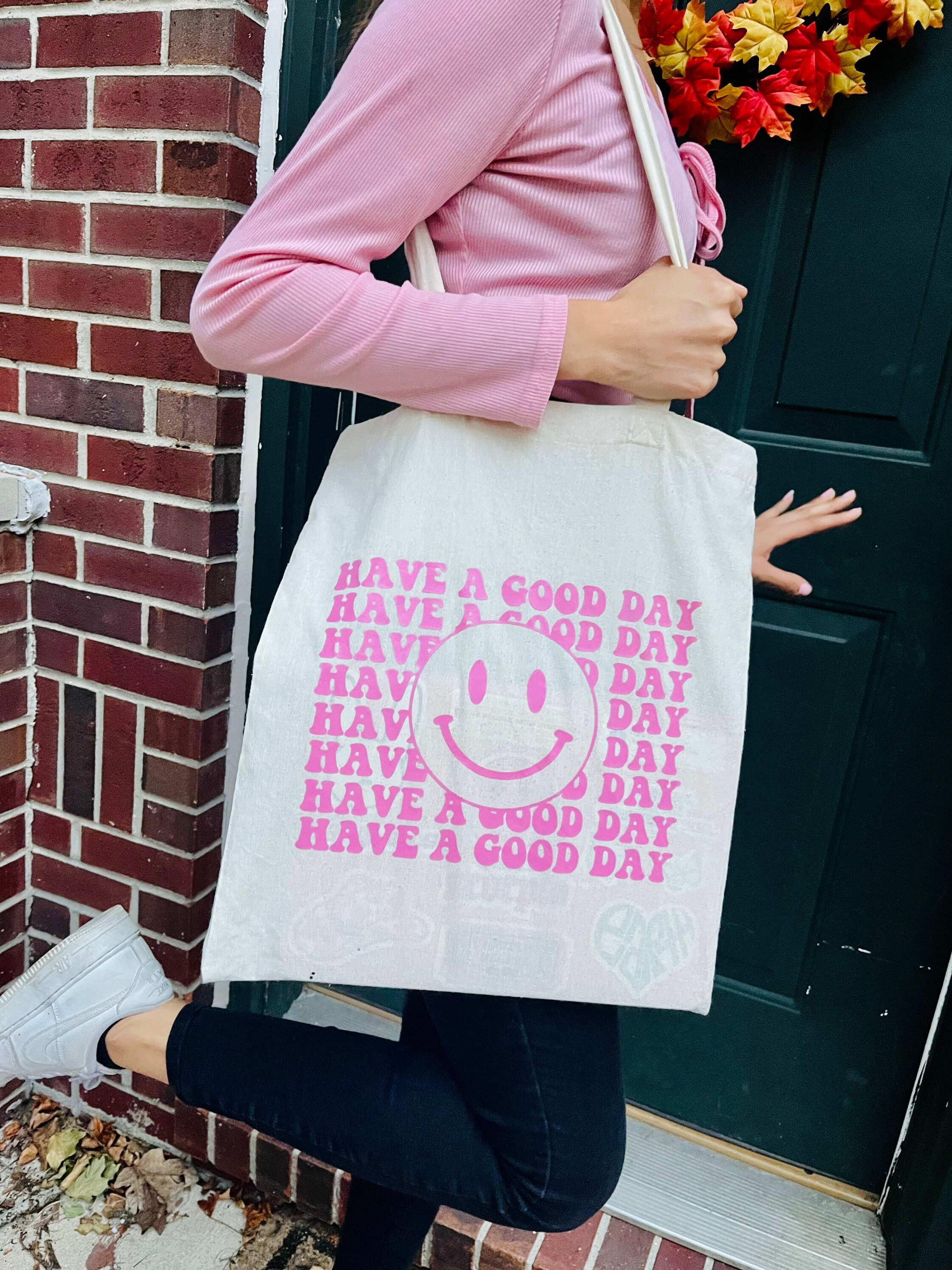 Have A Good Day Canvas Tote Bag Smiley Face Eco-friendy - Etsy