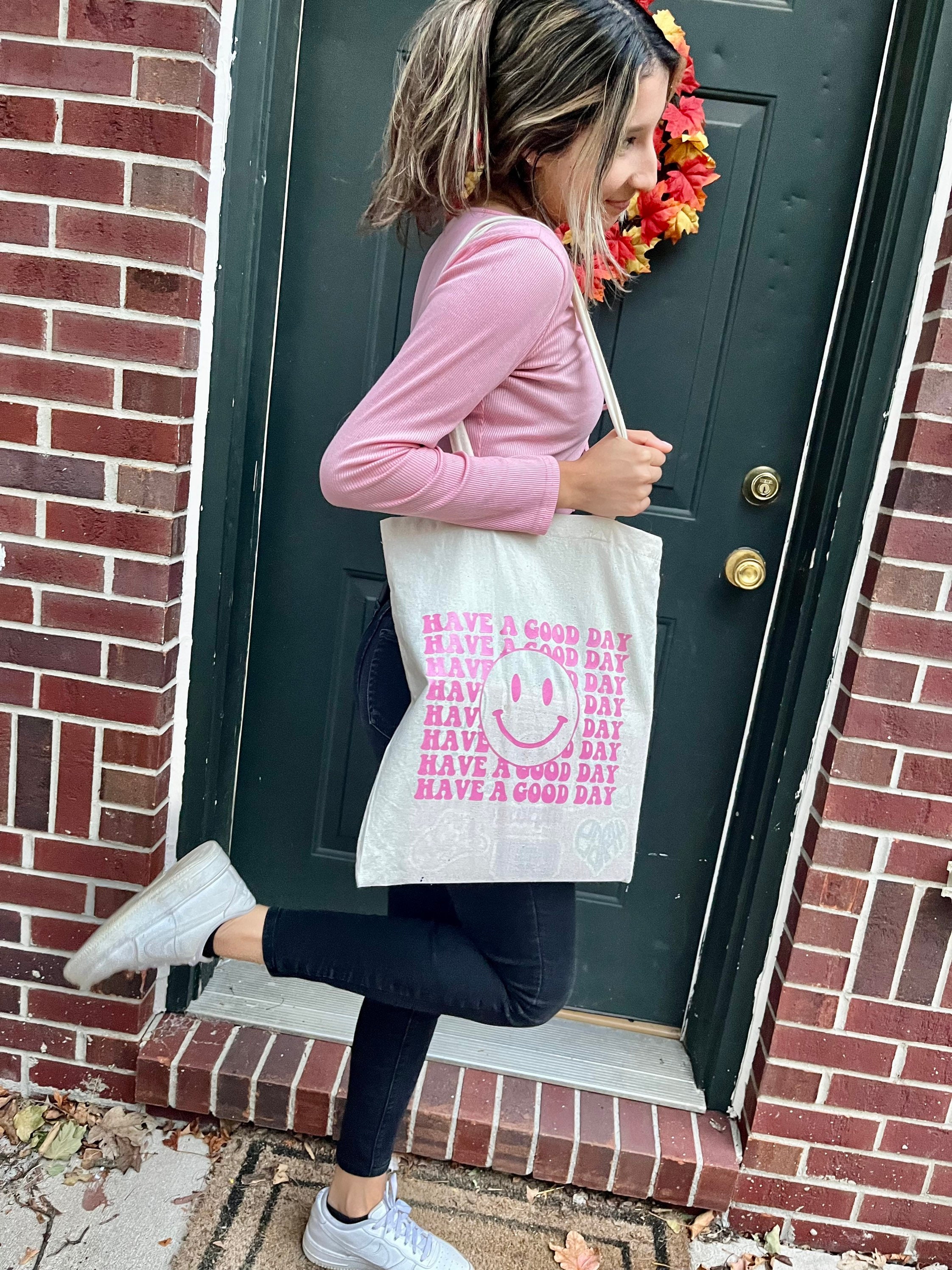 Have A Good Day Canvas Tote Bag Smiley Face Eco-friendy - Etsy