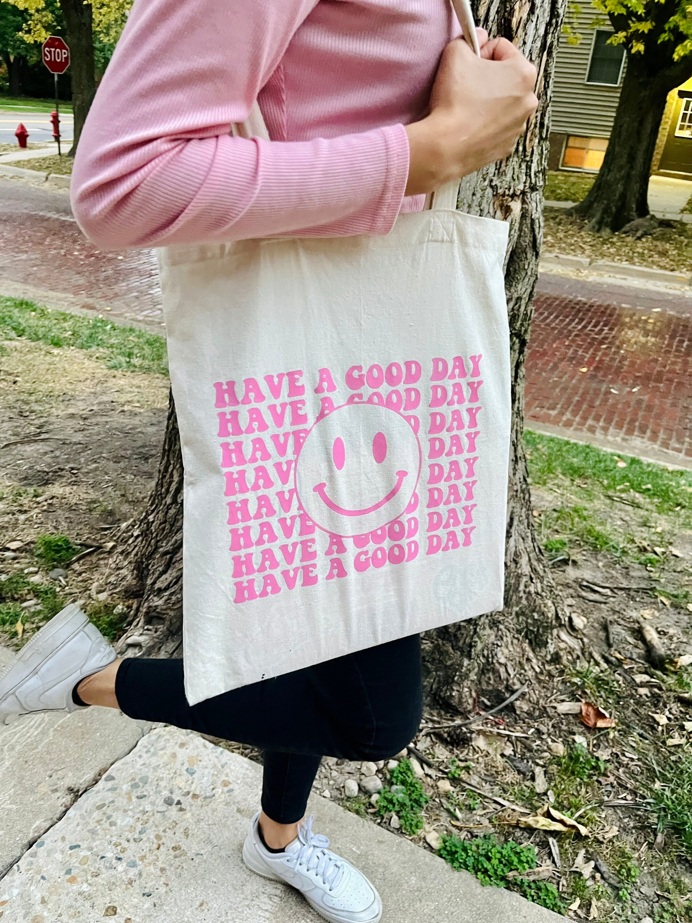 Have A Good Day Canvas Tote Bag Smiley Face Eco-friendy - Etsy