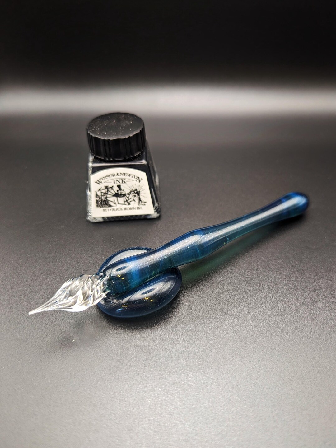 Ocean Sparkle Calligraphy Pen #3, Handmade Glass Dip Pen - Etsy