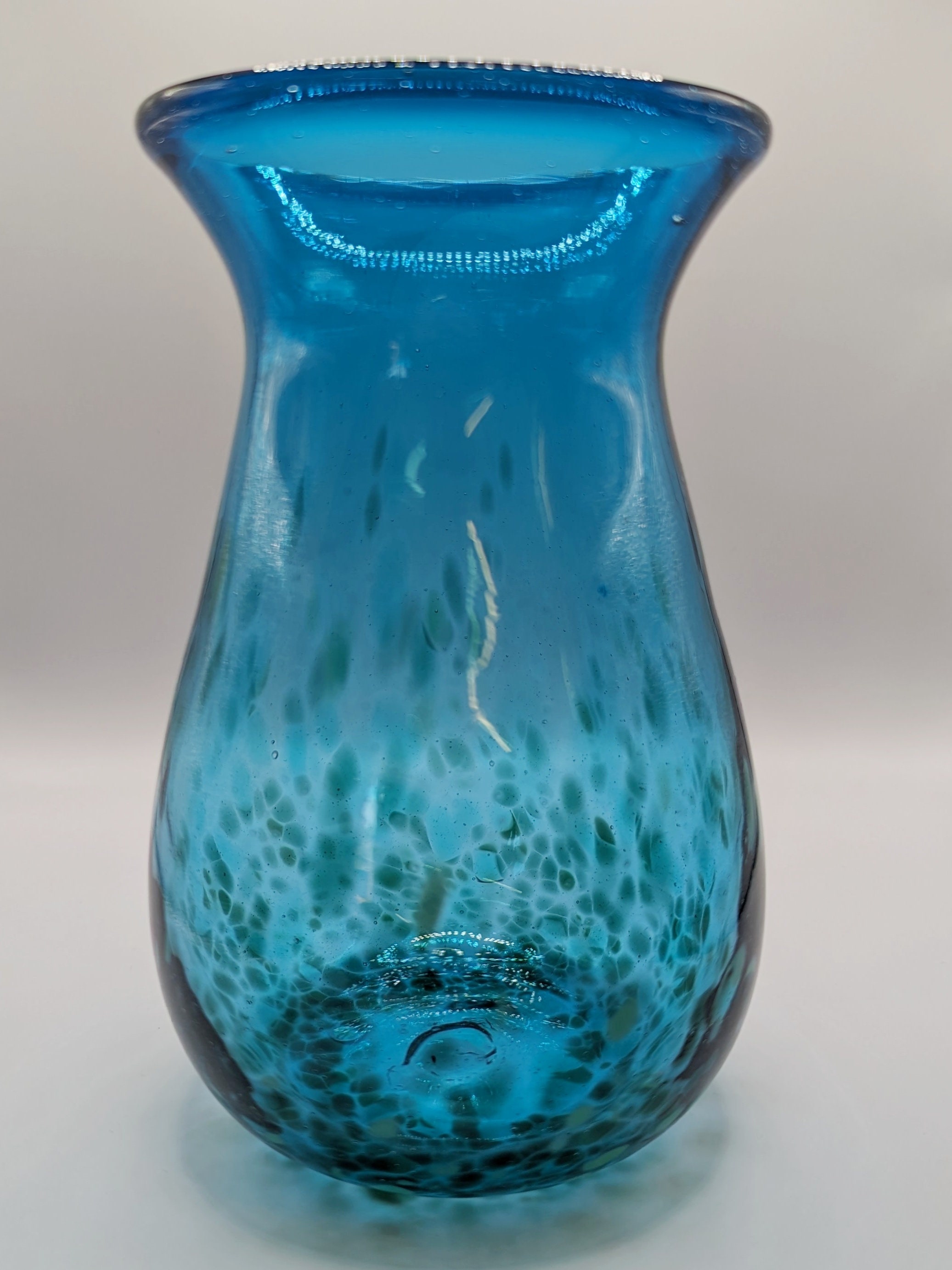 Large Turquoise Vase, Blown Glass Art Vase, Handmade Glass - Etsy