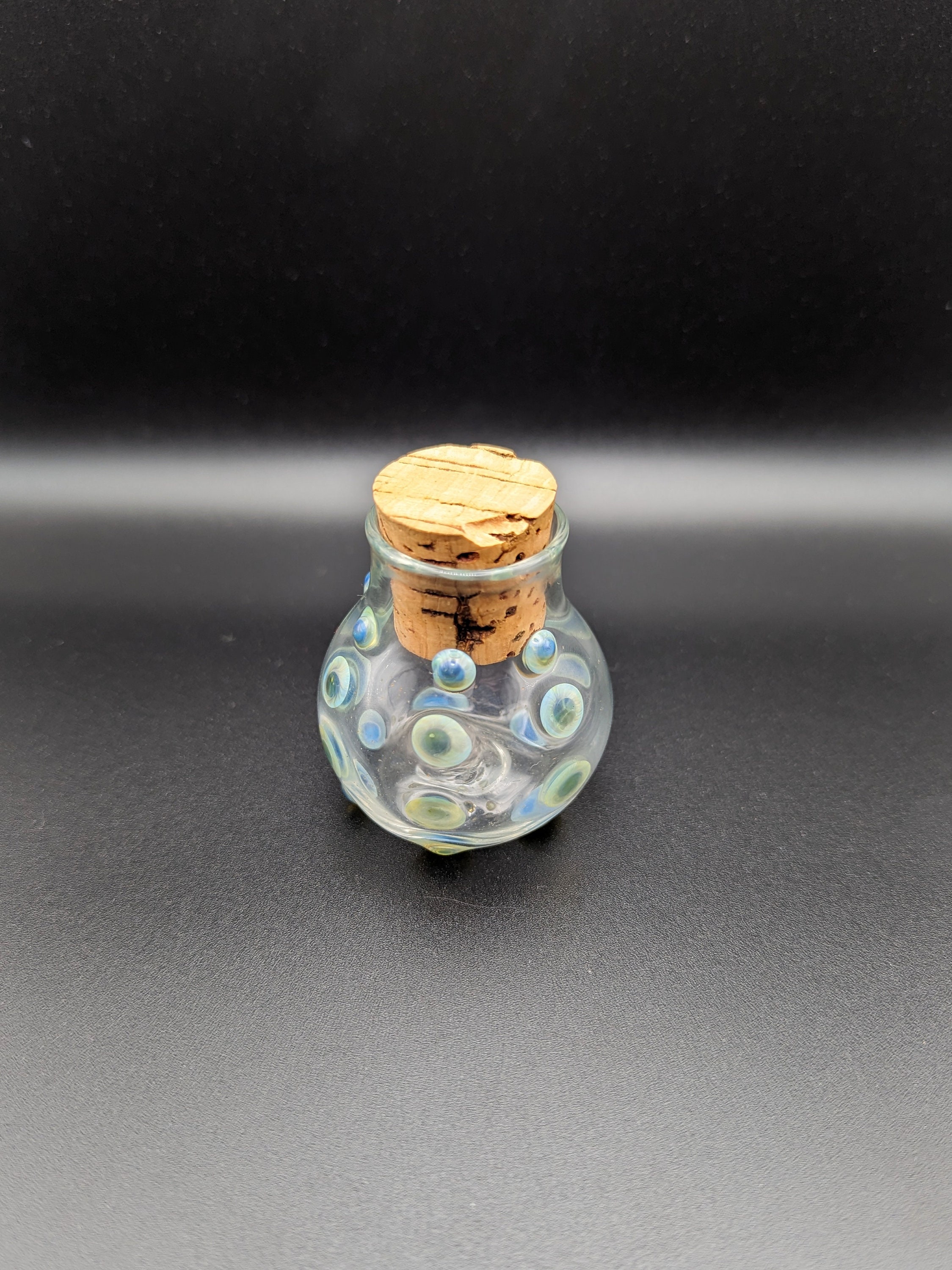 Blown Glass Inkwell Green Ivy Spots With Cork Stopper Dip - Etsy