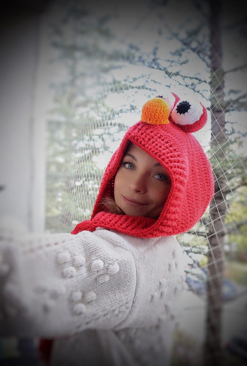 Elmo Inspired Hood Hat - Etsy