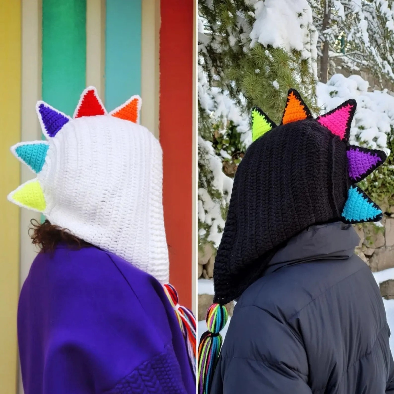 Rainbow Spike Hood Hat - Etsy