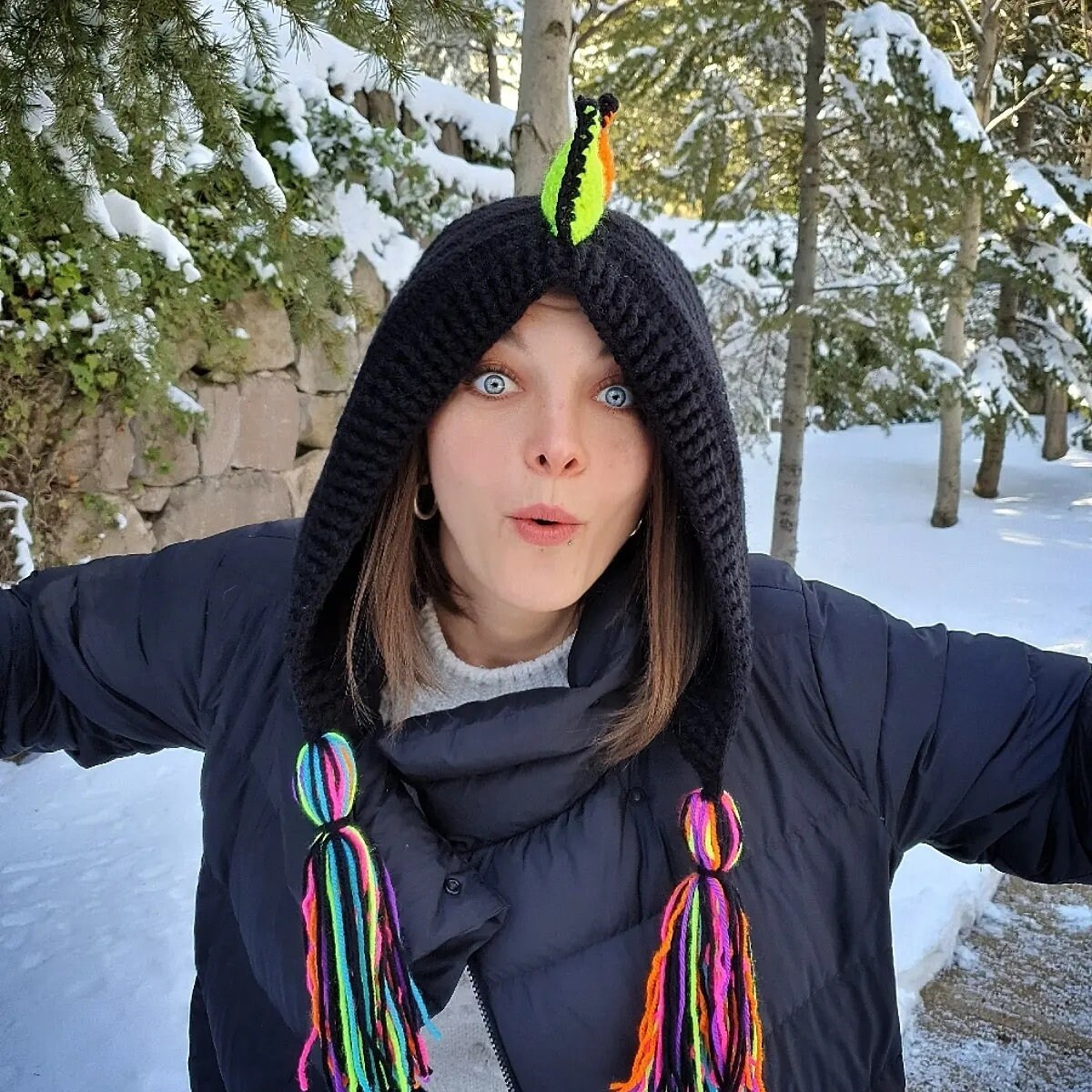 Rainbow Spike Hood Hat - Etsy