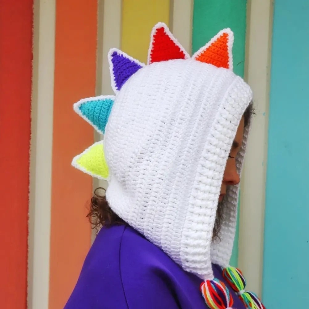 Rainbow Spike Hood Hat - Etsy