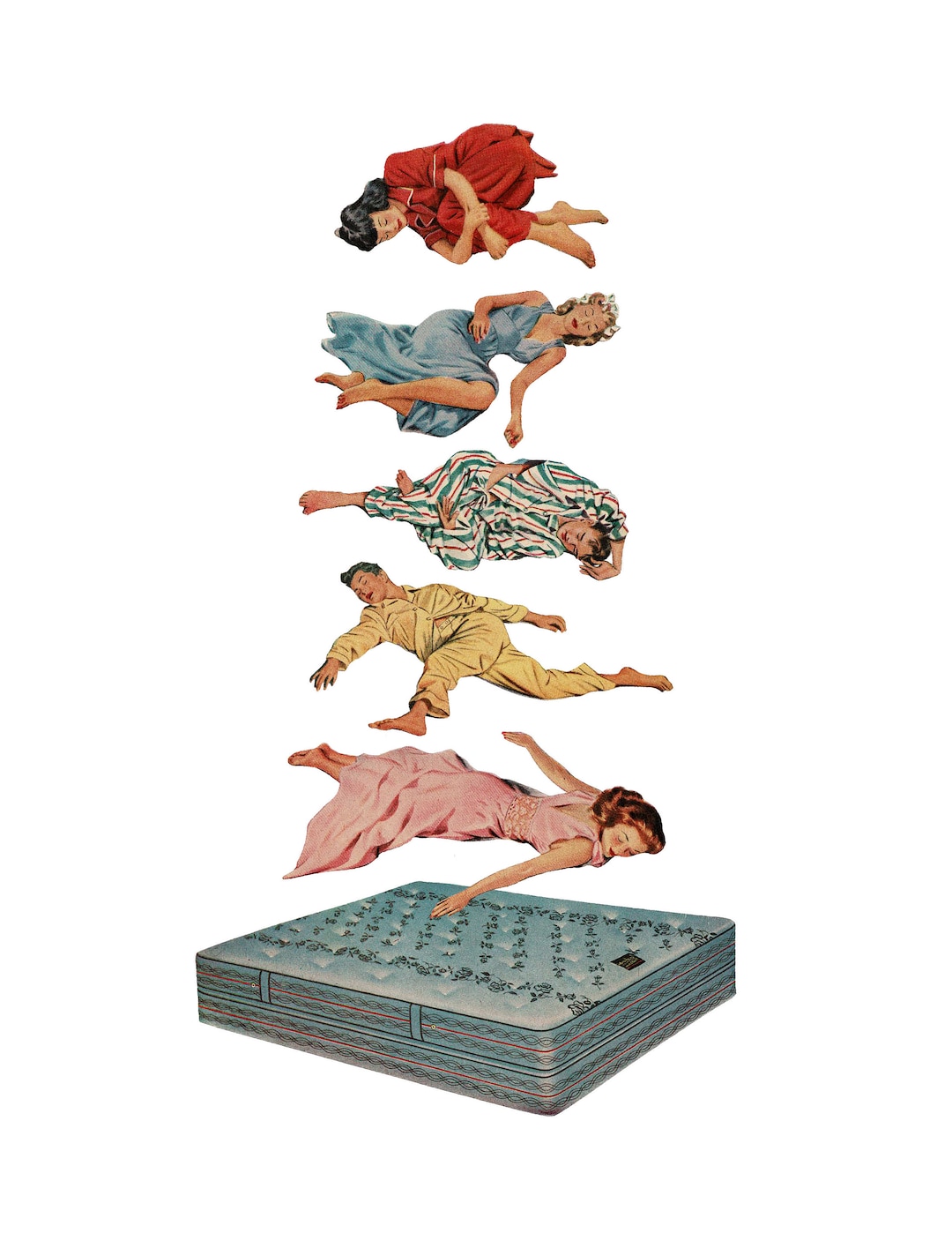 Light Sleepers // Collage Art Gloss Print //sleeping Vintage Style ...