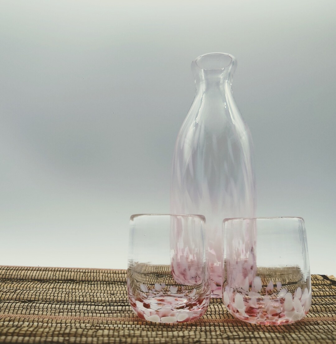 SAKURA Sake Set - Handblown Glass - Etsy