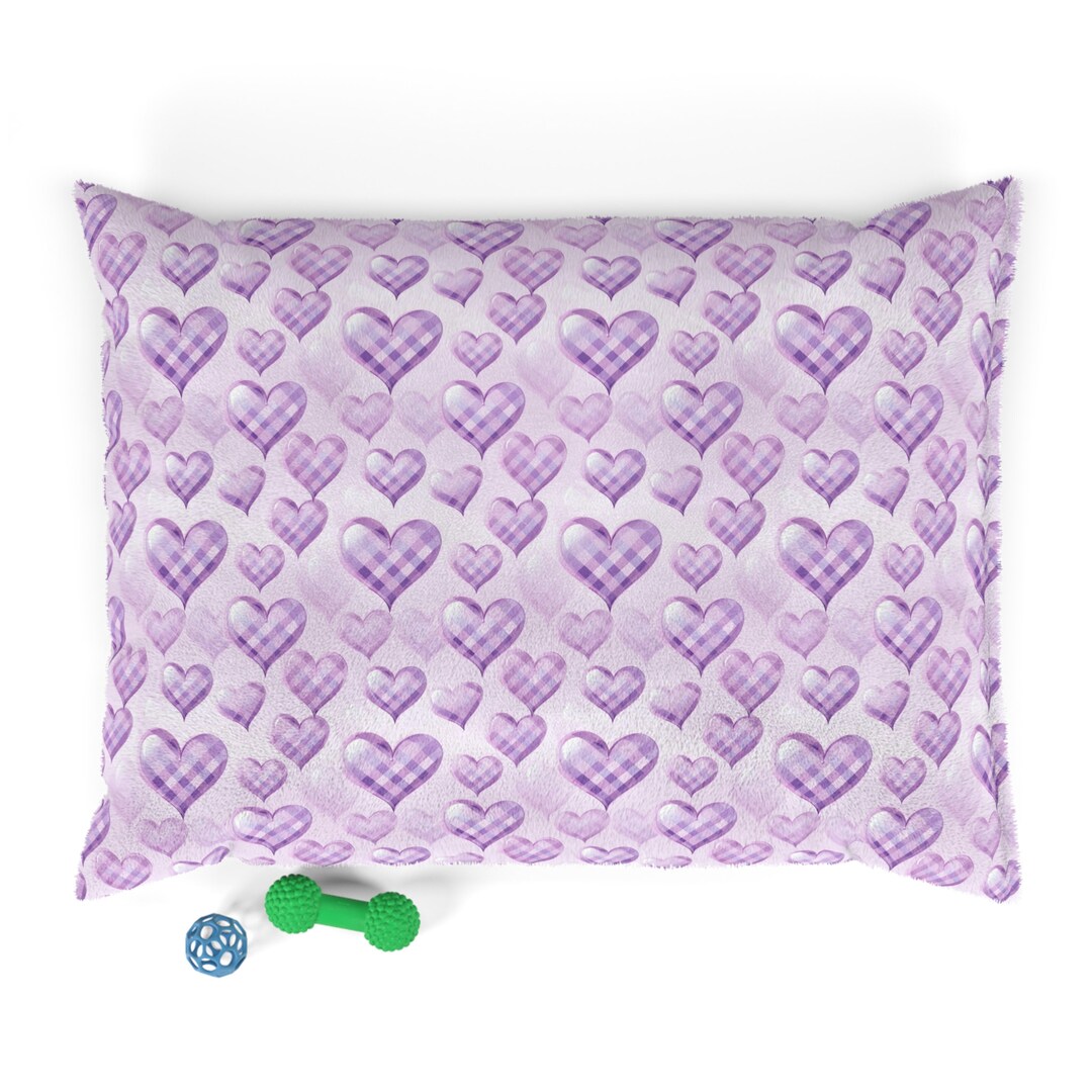Purple Hearts Buffalo Plaid Pattern Pet Bed/dog Lover Gift/dog Birthday ...