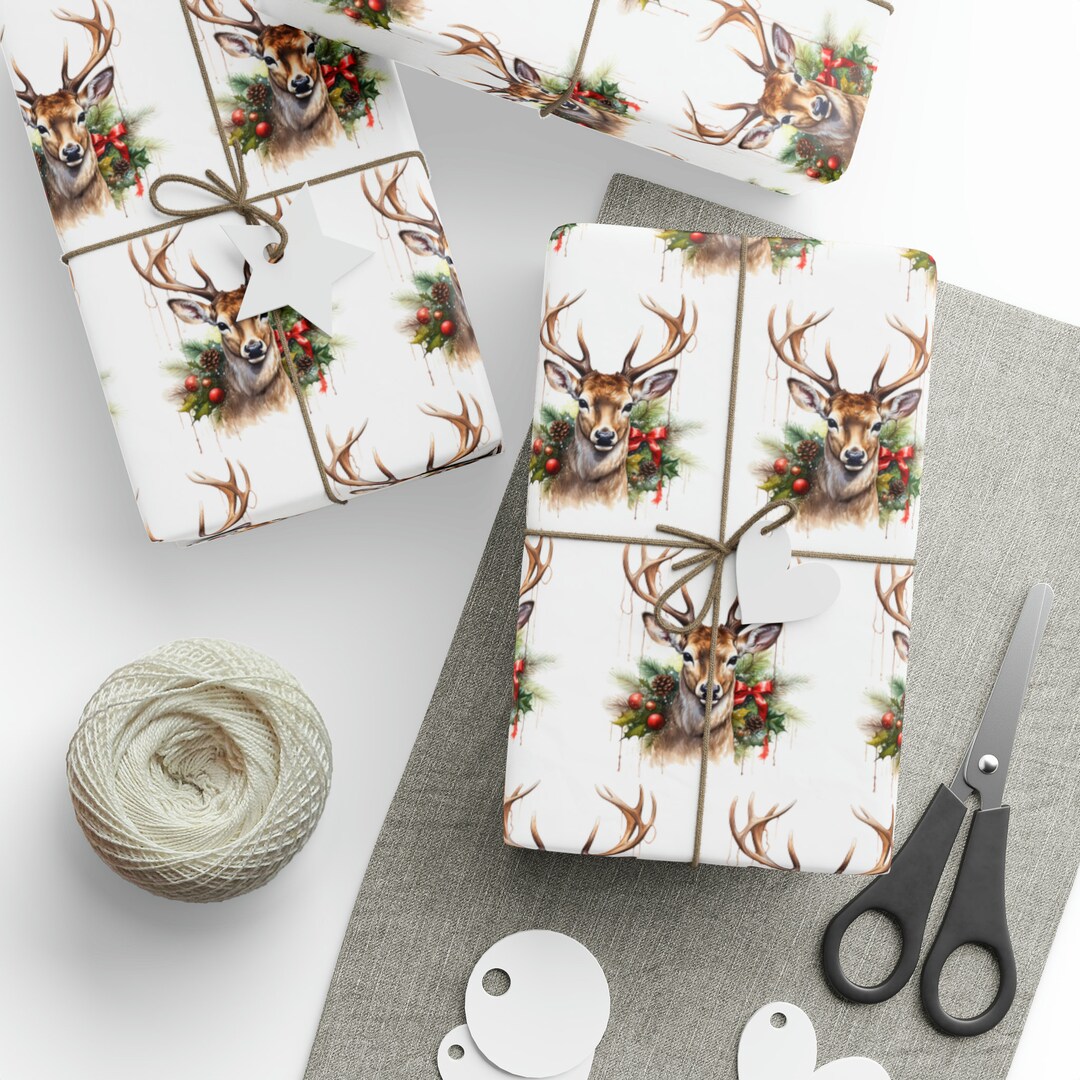 Christmas Deer Buck Christmas Gift Wrapping Paper/western Gift Wrap ...