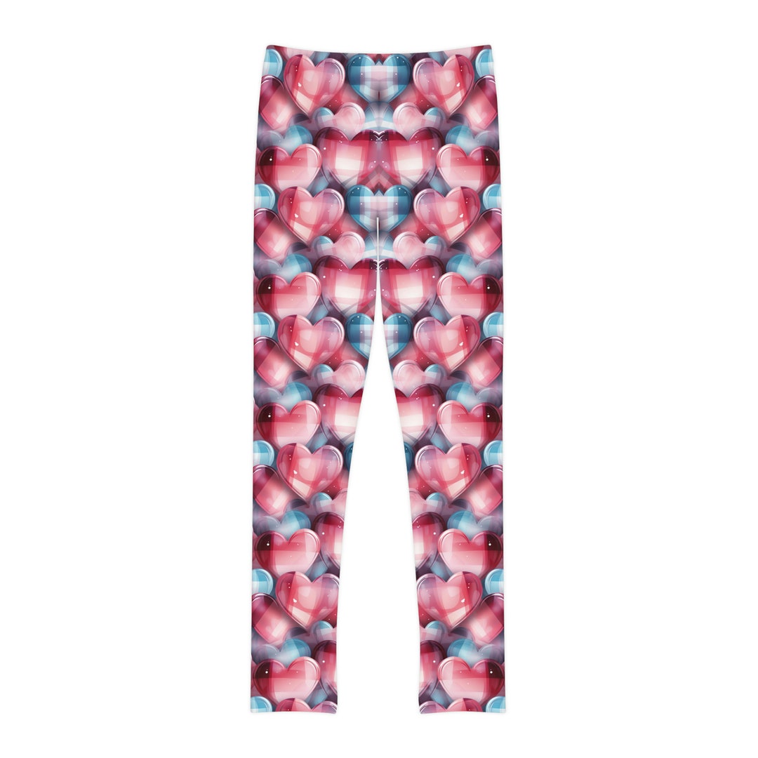 Pink Red Blue Hearts Buffalo Plaid Pattern Youth Full-length Leggings ...