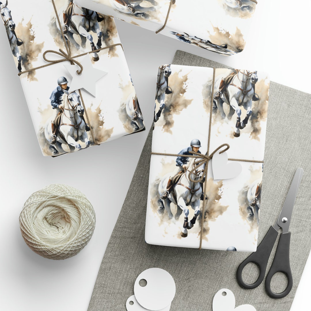 English Equestrian Jumper Christmas Wrapping Paper/showjumper - Etsy