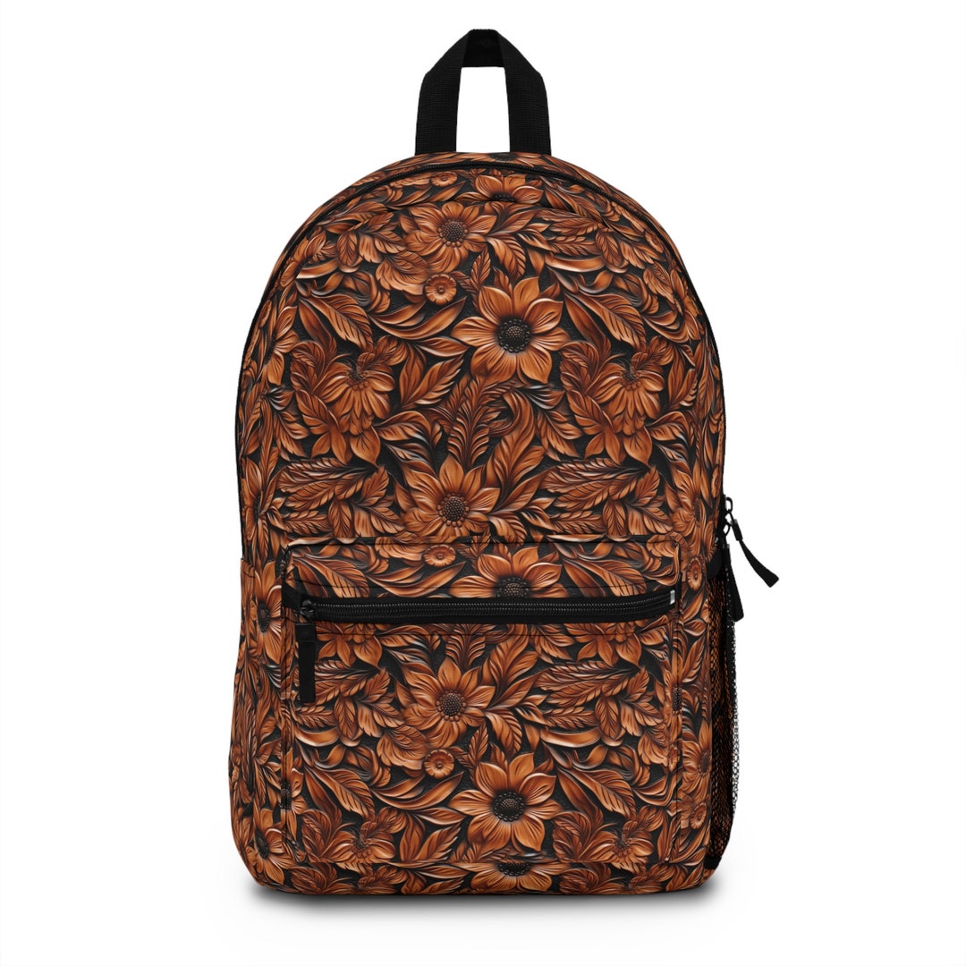 Tooled Leather Look Backpack/western Bag/carry All/equestrian Gift ...