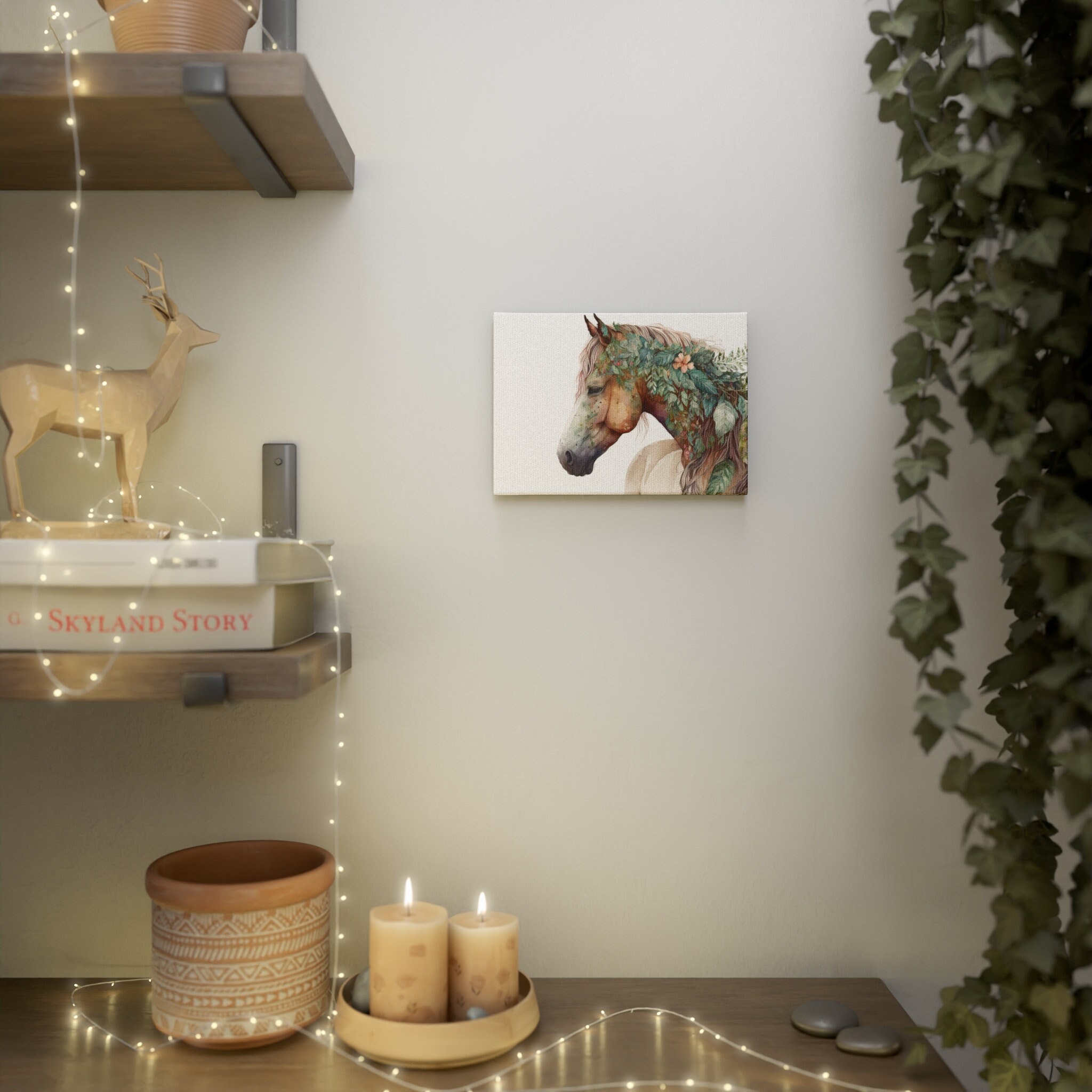 Beautiful Horse Wall Art Canvas Photo Tile/3 Styles/boho Floral ...