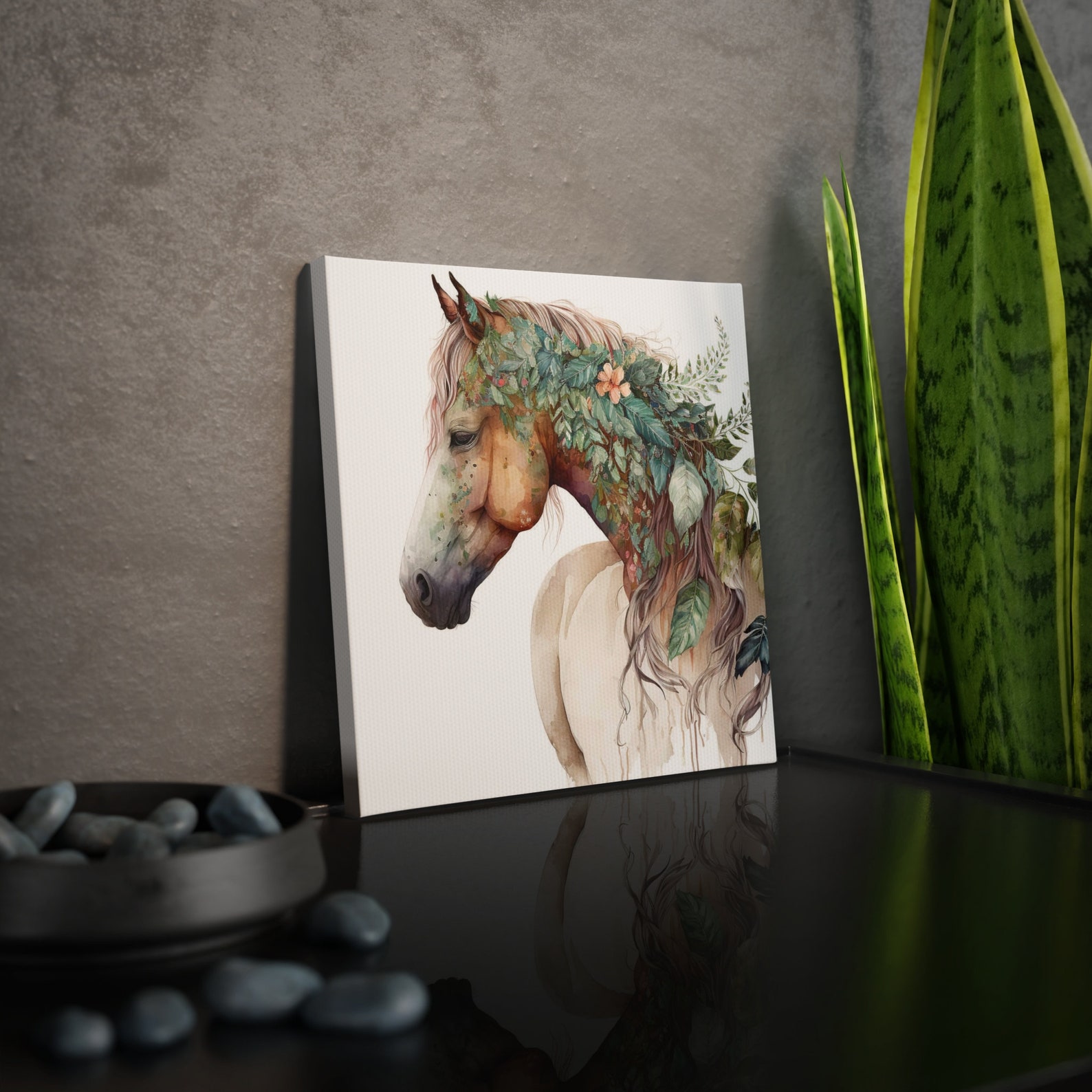 Beautiful Horse Wall Art Canvas Photo Tile/3 Styles/boho Floral ...