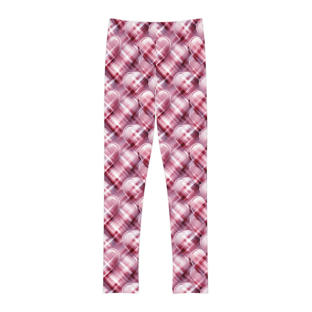 Pink Hearts Buffalo Plaid Pattern Youth Full-length Leggings/birthday ...