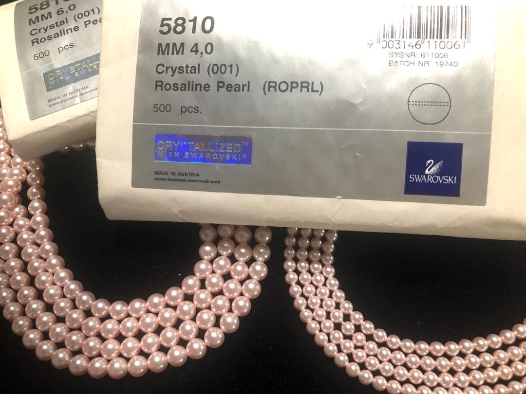 Swarovski Crystal Pearl Strand Beads, Size 4mm and 6mm, Rosaline Pearl ...