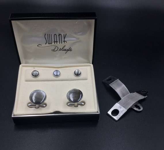 Swank Shell Cufflinks and Studs Set Interchangeable Silver | Etsy
