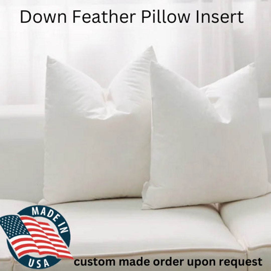 Down Feather Pillow Insert Made In Usa White Feather Etsy