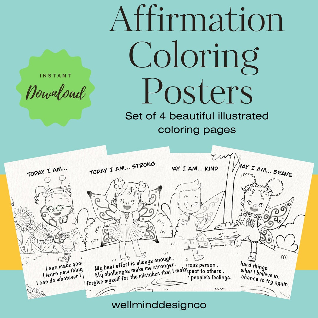 Affirmation Coloring Poster, Emotional Affirmation, Self-esteem, Self ...