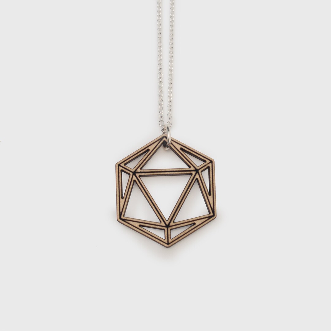 D20 Silhouette DND Lasercut Geometric Necklace - Etsy
