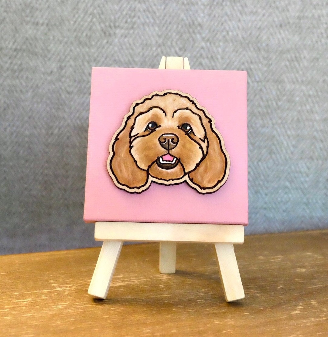 Custom Pet Portrait Mini Canvas | Hand Painted | Engraved | Dog | Cat ...