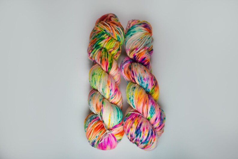 Speckled yarn. Neon Yarn. Hand Dyed Yarn. Worsted weight 100% | Etsy