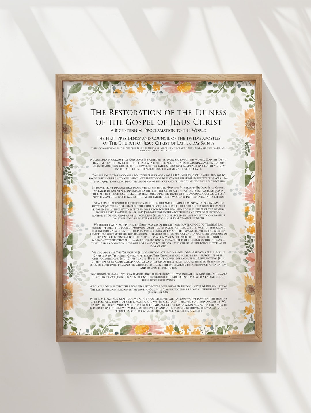 The Restoration Proclamation, Digital Download, 9x12, Jpg - Etsy