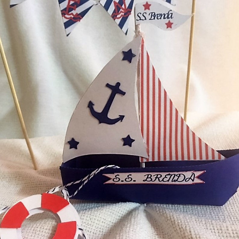 Nautical Cake Topper Boat Cake Topper Birthday Cake Topper Etsy