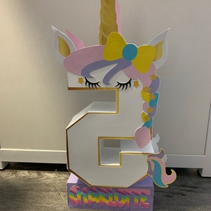Unicorn Number Prop/unicorn With Gold Glitter Paper and Pastel/age ...