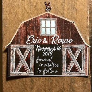 Rustic Barn Save the Date Magnet: Winter Country Farm Theme - Etsy