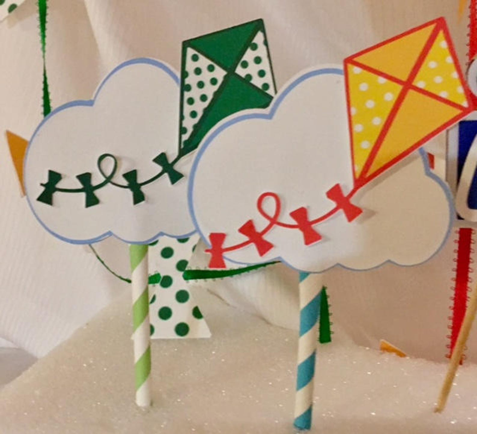 Kite Cupcake Toppers set of 12 /cupcake Topper Kite/colorful | Etsy