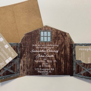Barn Wedding Rustic Invitation Set/barn Wedding Invitation/rustic Barn Wedding Invitation With ...