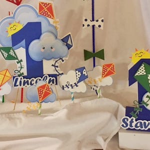 Kite Cupcake Toppers -set of 12 /cupcake Topper Kite/colorful Straws - Etsy